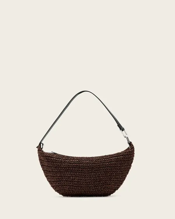 ALLSAINTS Luna Micro Paper Raffia Bag - Cognac Brown