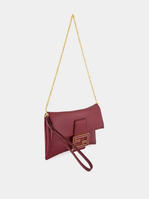 Fendi Nappa Leather Mamma Baguette Pouch - Burgundy