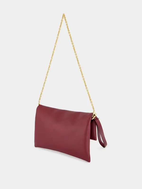 Fendi Nappa Leather Mamma Baguette Pouch - Burgundy