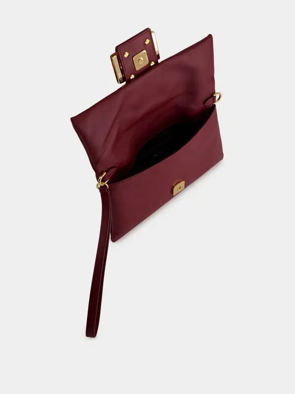 Fendi Nappa Leather Mamma Baguette Pouch - Burgundy