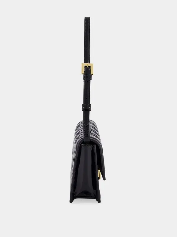 Fendi Patent Leather Ff Wallet On Chain - Black