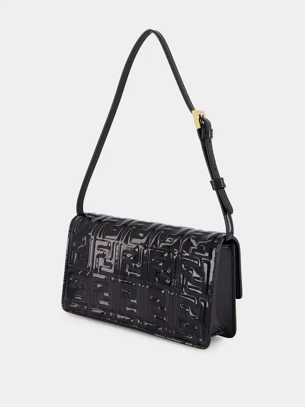 Fendi Patent Leather Ff Wallet On Chain - Black