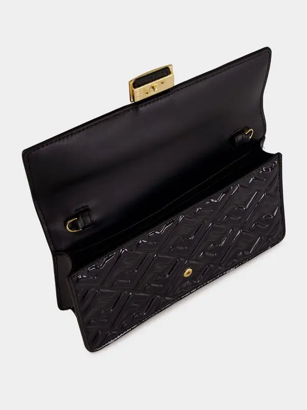 Fendi Patent Leather Ff Wallet On Chain - Black