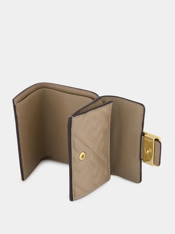 Fendi Dove Grey Nappa Leather Micro Trifold Wallet