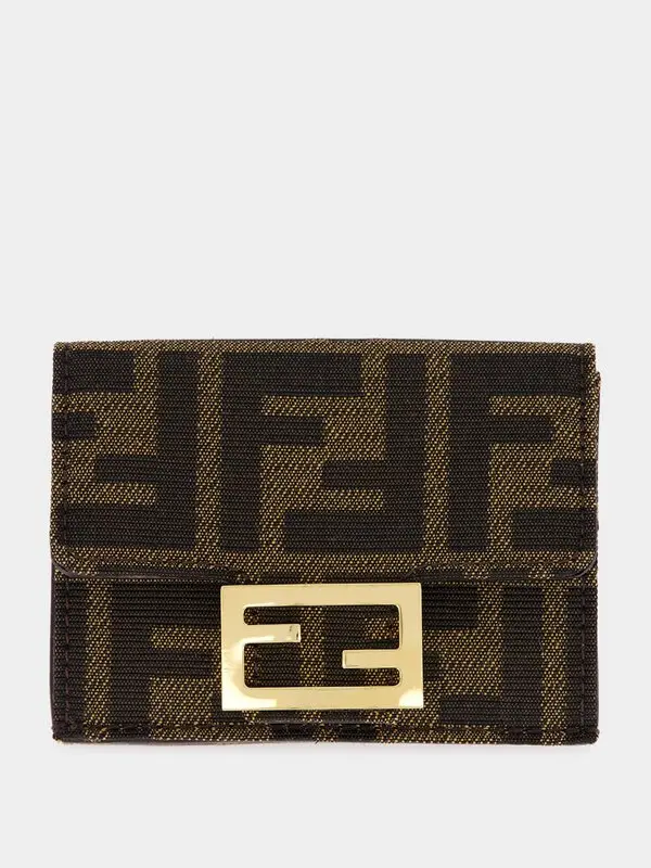 Fendi Ff Jacquard Baguette Micro Trifold Wallet - Brown