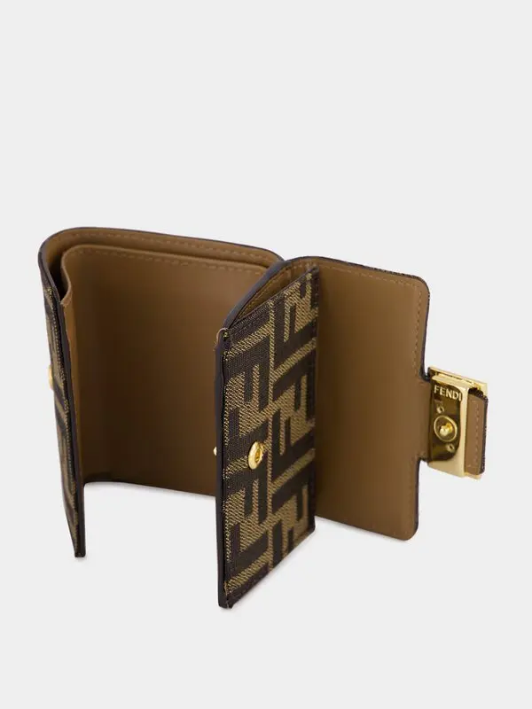 Fendi Ff Jacquard Baguette Micro Trifold Wallet - Brown