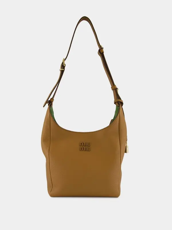Miu Miu Caramel Calf Leather Hobo Bag - Beige