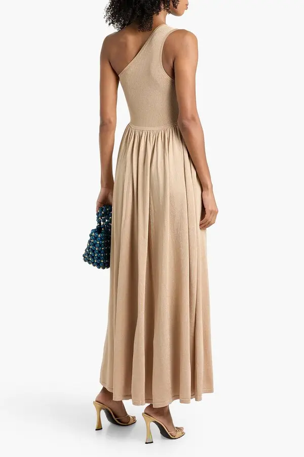 Zimmermann One-shoulder Ribbed Metallic Maxi Dress