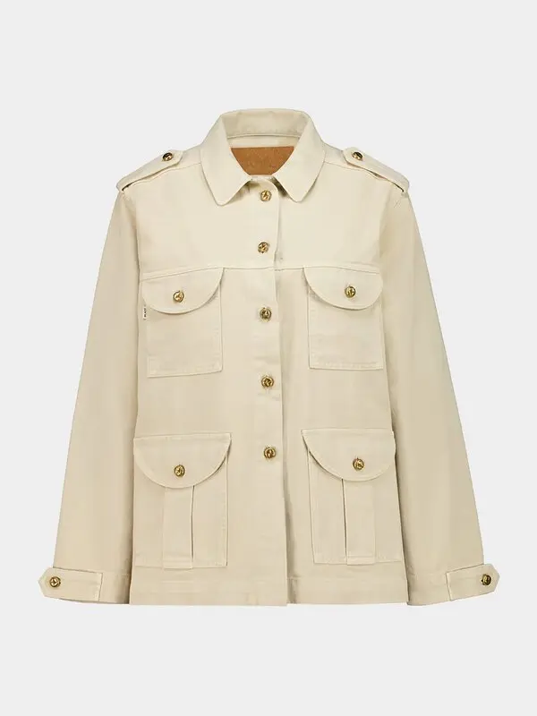 BLAZÉ MILANO Nariida Almond Sahariana Denim Jacket - Beige