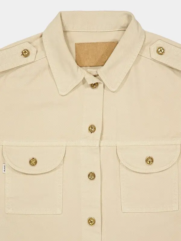 BLAZÉ MILANO Nariida Almond Sahariana Denim Jacket - Beige