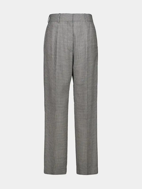BLAZÉ MILANO Houndstooth Virgin Wool Straight-leg Pants - Black