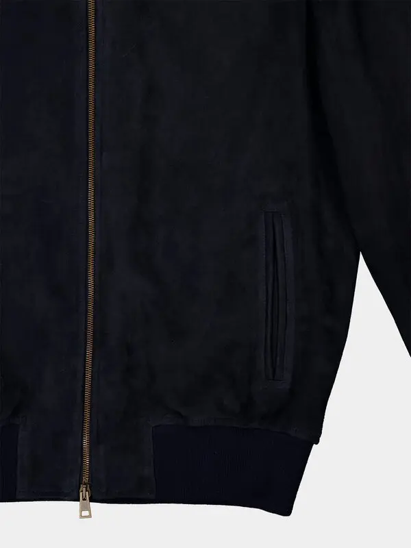 Boglioli Navy Suede Leather Bomber Jacket
