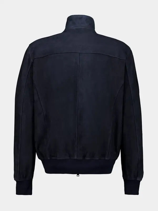Boglioli Suede Leather Bomber Jacket - Blue