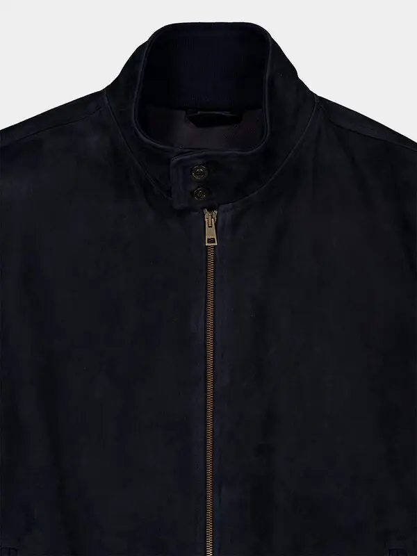 Boglioli Suede Leather Bomber Jacket - Blue
