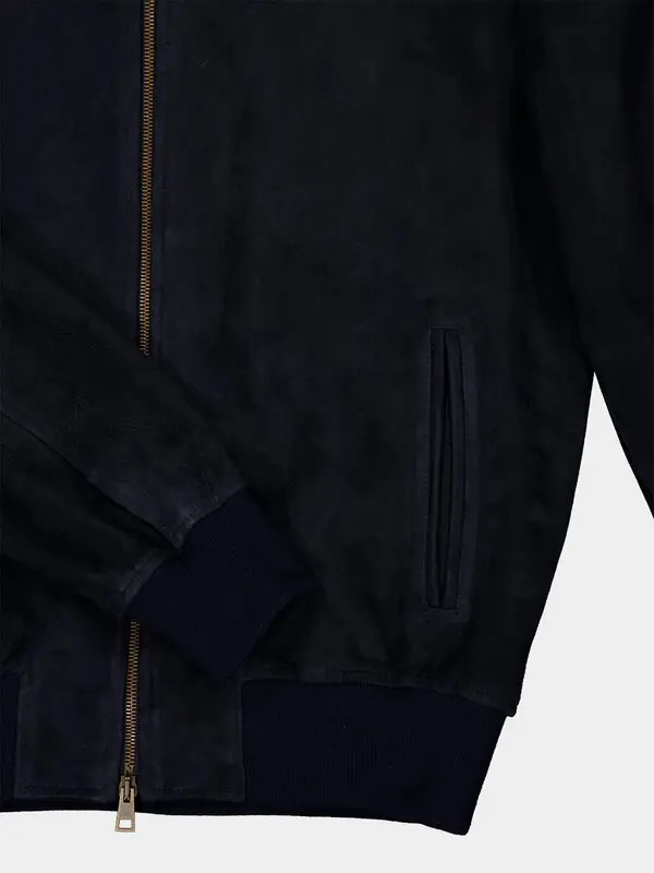 Boglioli Suede Leather Bomber Jacket - Blue