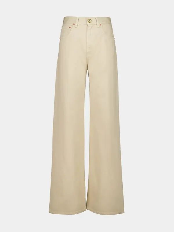 BLAZÉ MILANO Nariida Almond Java Wide-leg Jeans - Beige