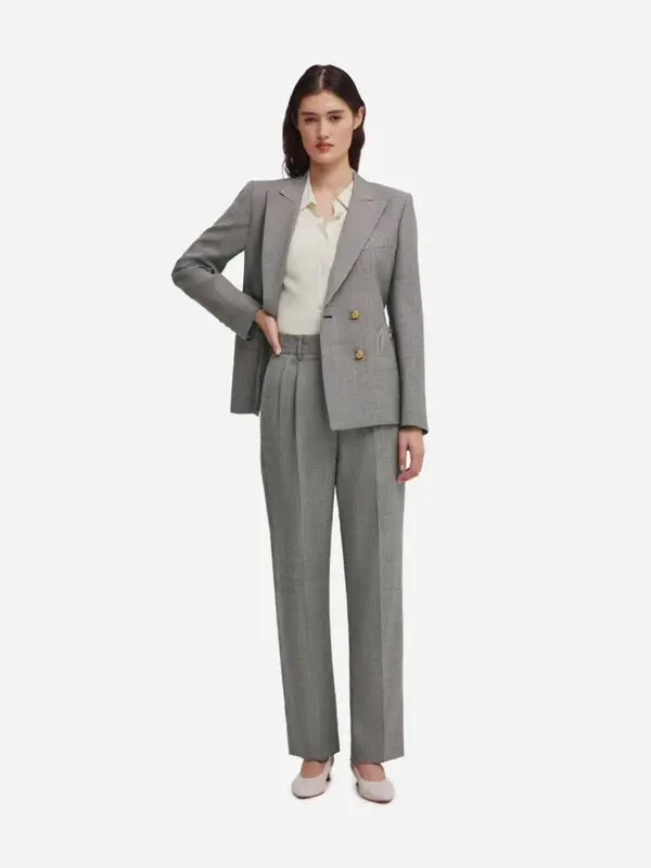 BLAZÉ MILANO Houndstooth Virgin Wool Blazer - Grey