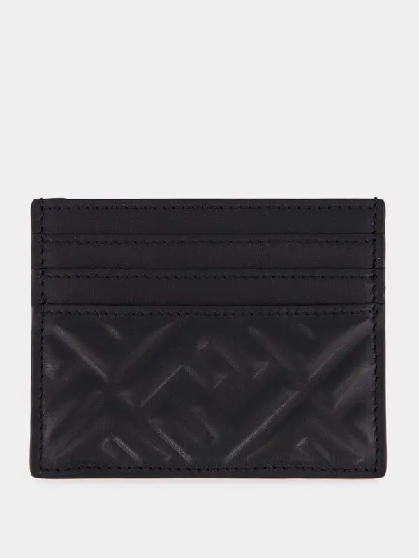 Fendi Nappa Leather Baguette Card Case - Black