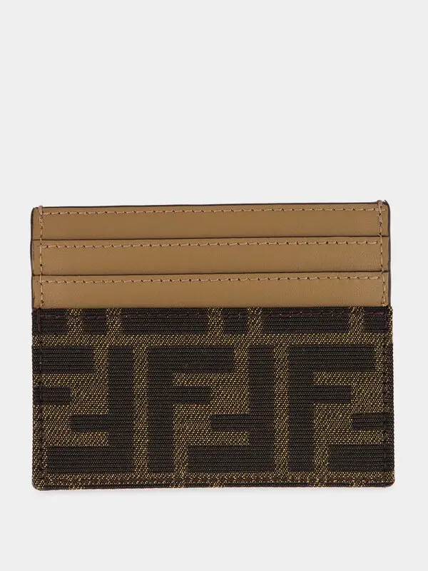 Fendi Ff Jacquard Baguette Card Case - Brown