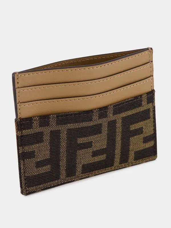 Fendi Ff Jacquard Baguette Card Case - Brown