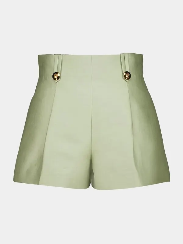Zimmermann Palm Luna Wool Silk Tailored Shorts - Green