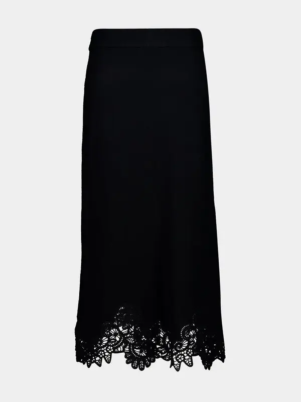 Zimmermann Luna Merino Lace Midi Skirt - Black
