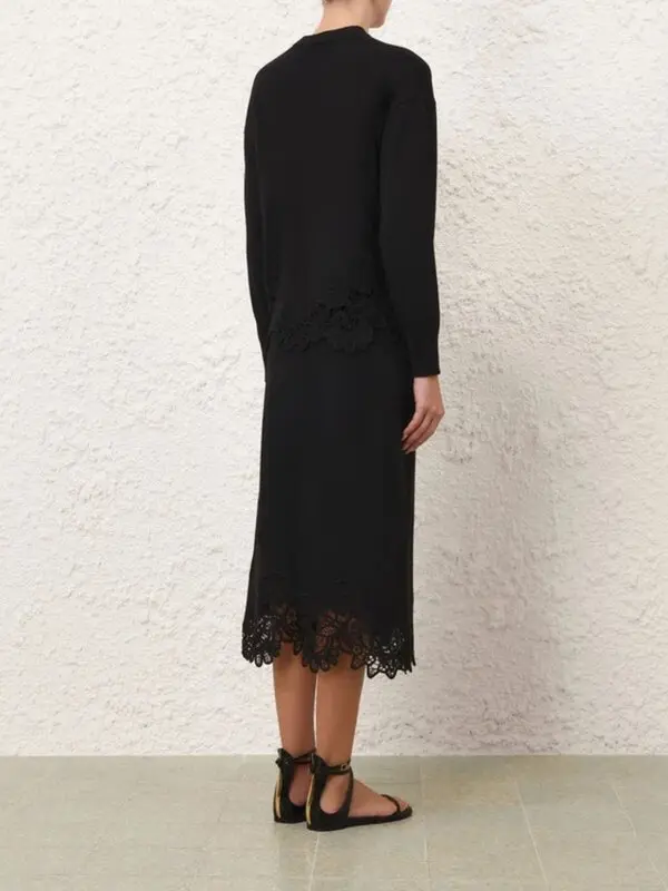 Zimmermann Luna Merino Lace Midi Skirt