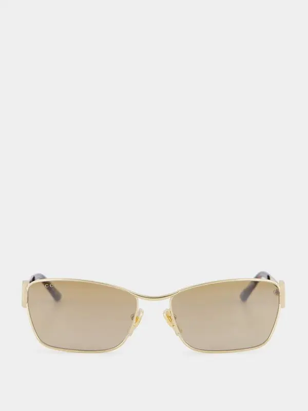Gucci Rectangular Frame Sunglasses - Gold