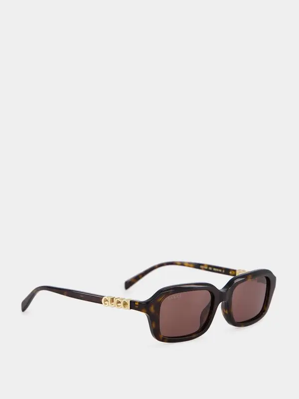 Gucci Havana Rectangular Frame Sunglasses