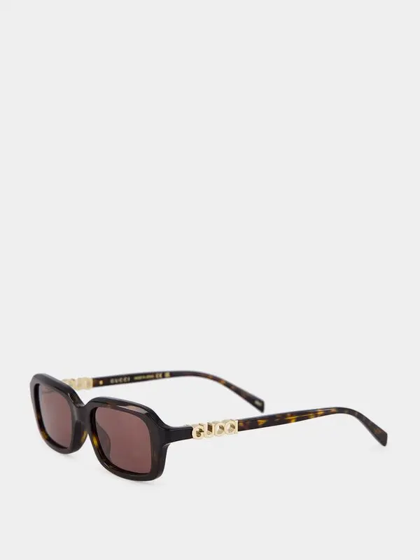 Gucci Havana Rectangular Frame Sunglasses