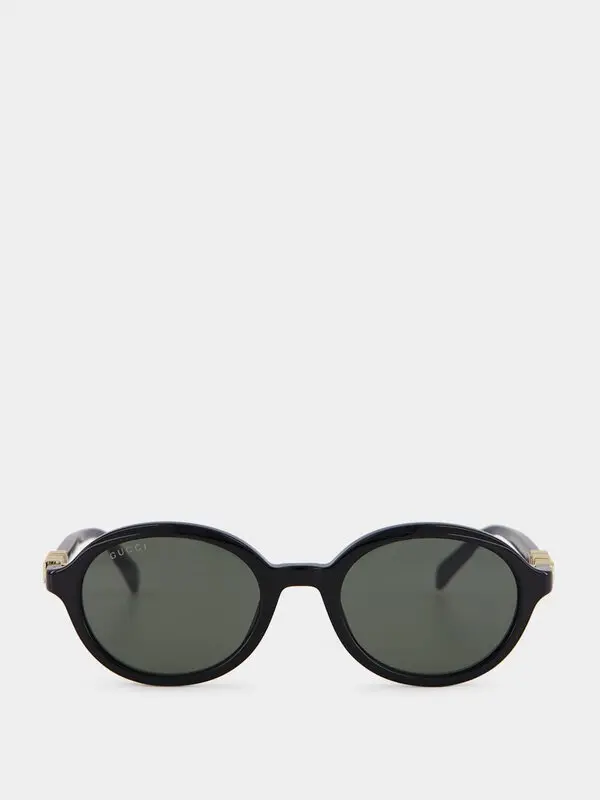 Gucci Round Frame Acetate Sunglasses - Black