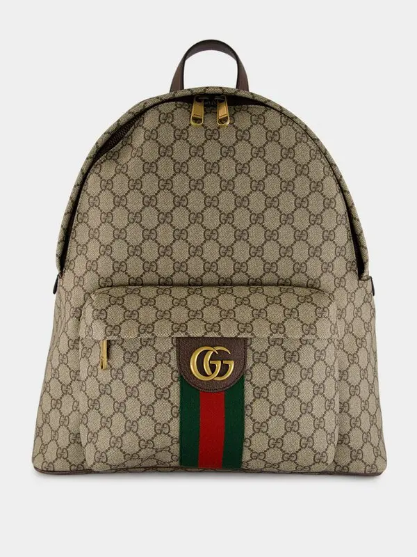 Gucci Beige Gg Monogram Twill Backpack - Multicolour