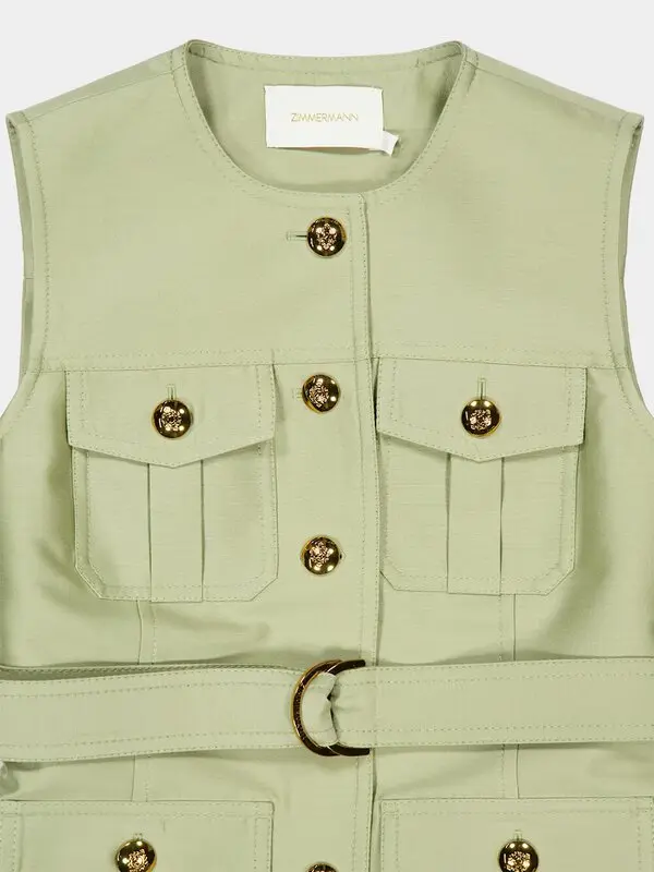 Zimmermann Palm Luna Wool-silk Utility Vest
