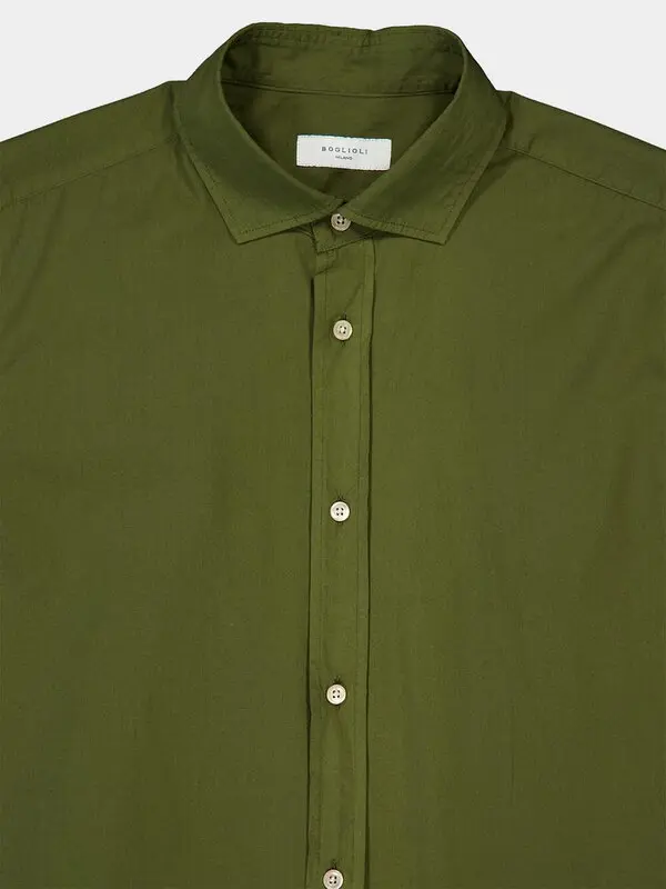 Boglioli Khaki Cotton Long-sleeve Shirt - Green