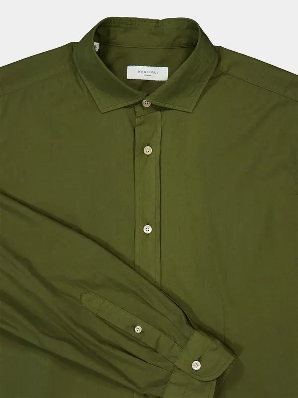 Boglioli Khaki Cotton Long-sleeve Shirt - Green