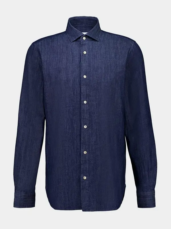 Boglioli Dark Cotton Long-sleeve Shirt - Blue