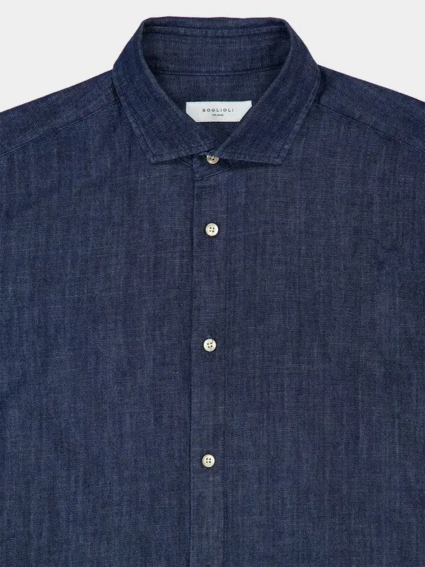 Boglioli Dark Cotton Long-sleeve Shirt - Blue