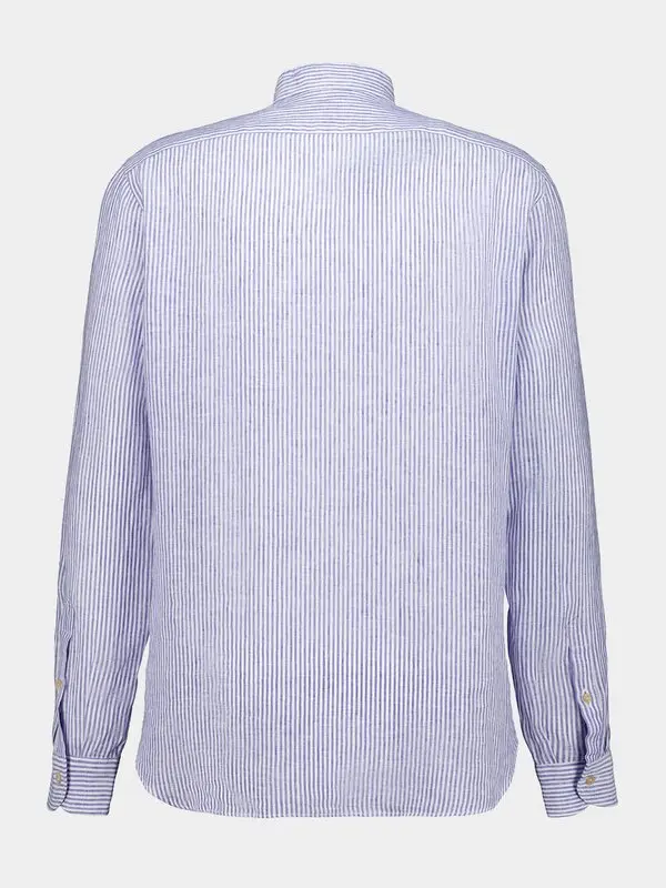 Boglioli White And Navy Striped Linen Shirt