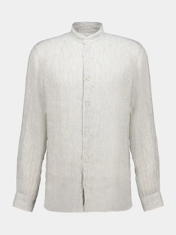 Boglioli And Brown Striped Linen Shirt - White