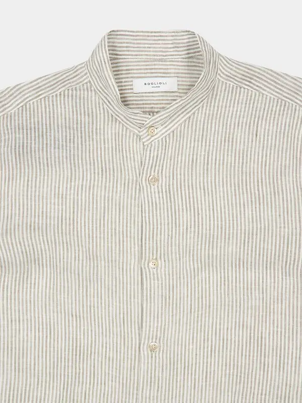 Boglioli And Brown Striped Linen Shirt