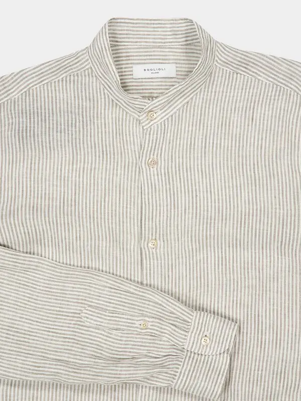 Boglioli And Brown Striped Linen Shirt