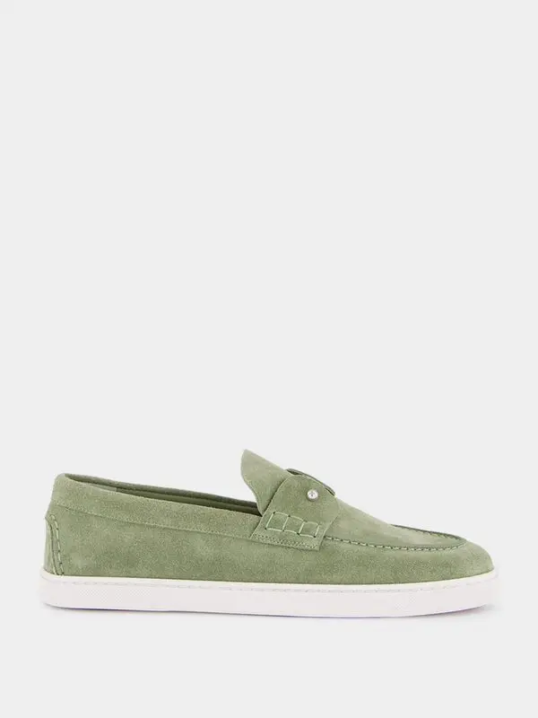 CHRISTIAN LOUBOUTIN Chambeliboat Boat Shoes In Haiiro Calf Leather - Green