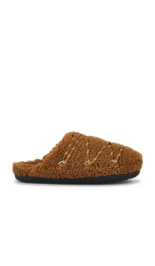 Moon Boot Teddy Slipper In Brown - Cognac