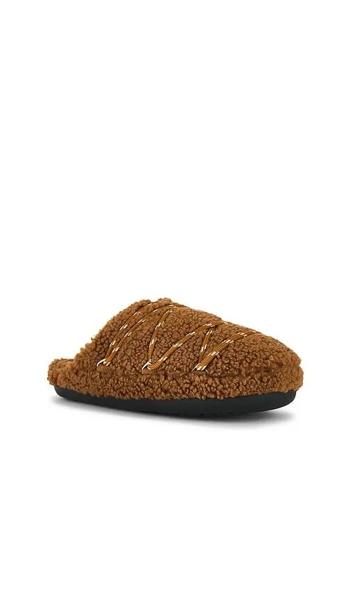 Moon Boot Teddy Slipper In Brown