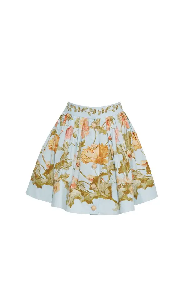 Cara Cara Betty Mini Skirt - Lockwood Flora Sky