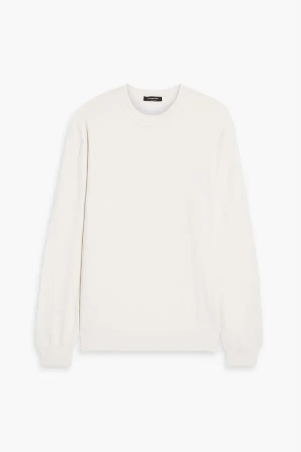 Zegna Waffleknit Cashmere And Silkblend Sweater - Ivory