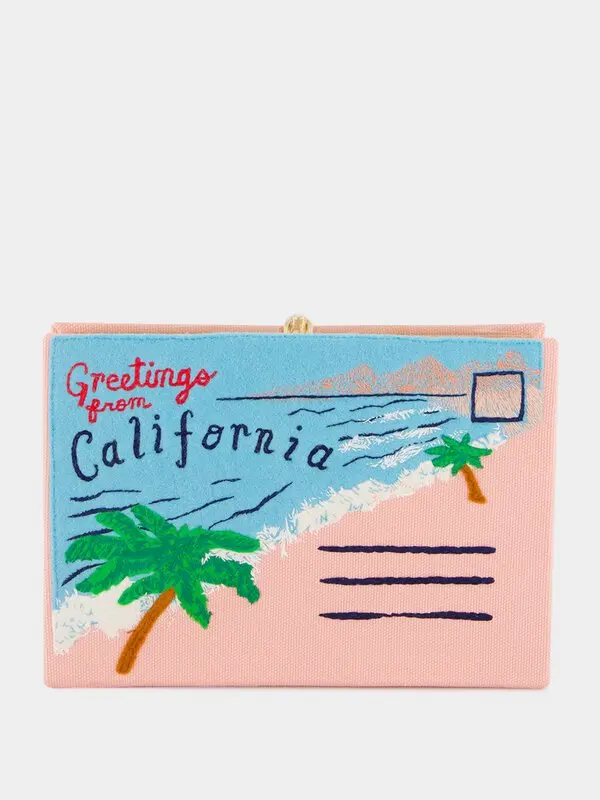 OLYMPIA LE-TAN Greetings From California Clutch - Pink