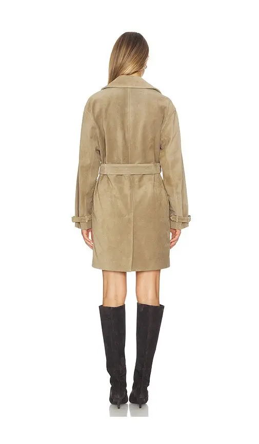 FRAME The Suede Trench Jacket In Tan