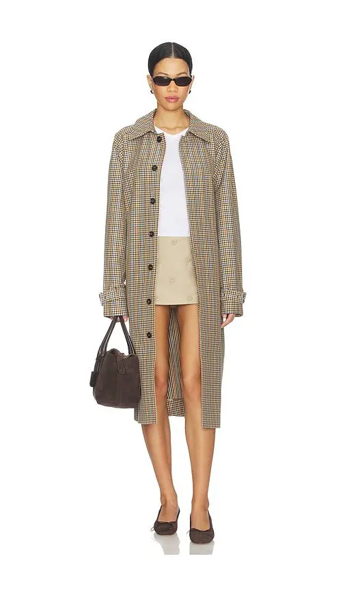FRAME The Plaid Mac Coat In Brown - Mocha Check