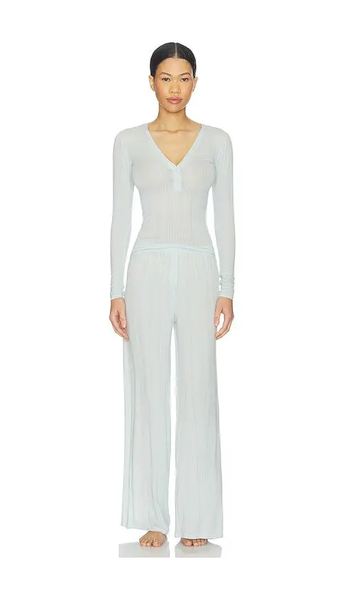 NEGATIVE UNDERWEAR Whipped Henley In Baby Blue - Mist